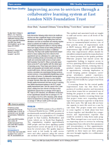 Optimising Flow - Quality Improvement - ELFT
